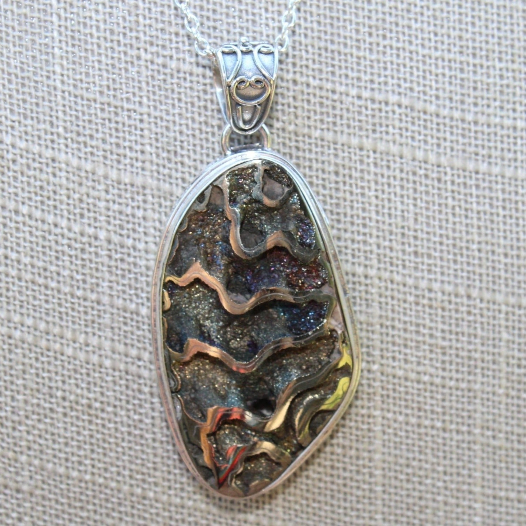 Russian Ammonite Pendant Hand-Crafted Sterling Silver Design