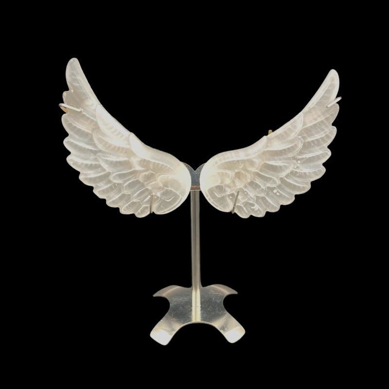 Selenite Angel Wings On Stand Home Decor – Ron Coleman Mining