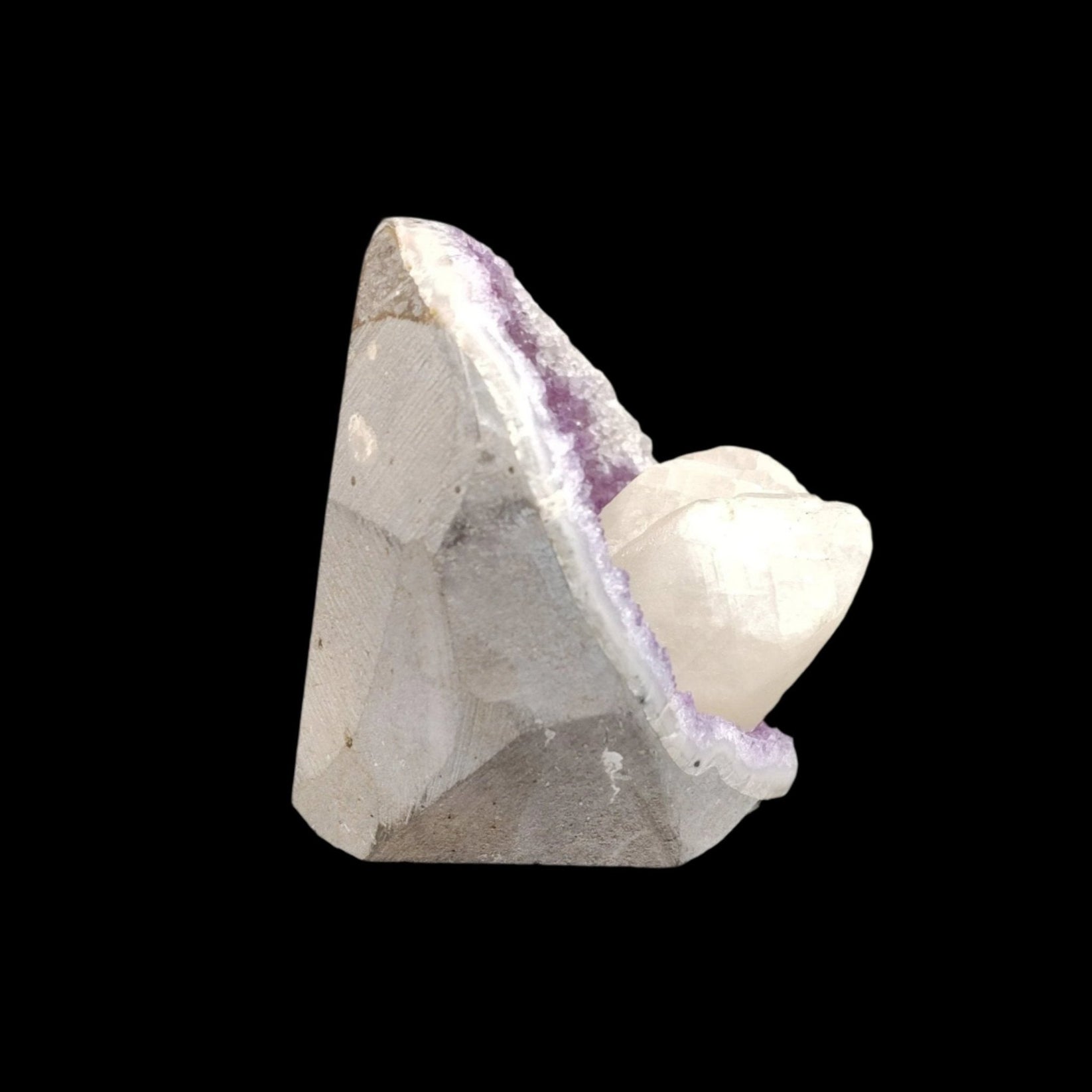 Small Amethyst Geode With White Calcite