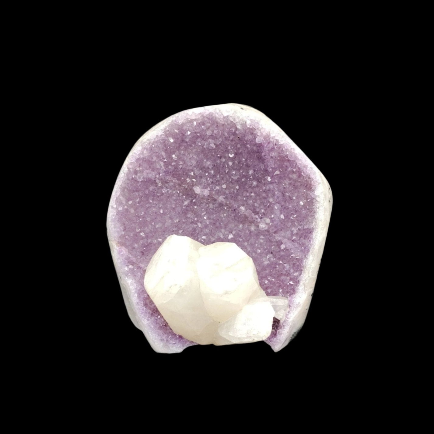 Small Amethyst Geode With White Calcite