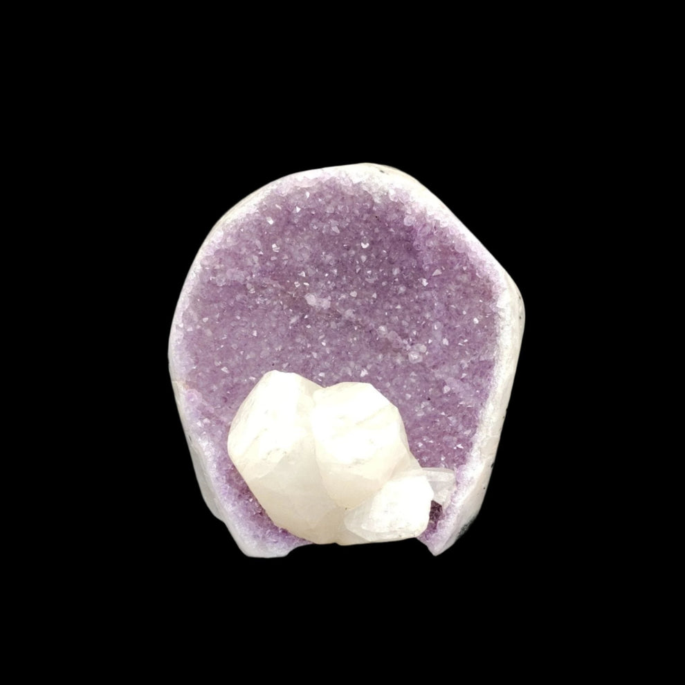 Small Amethyst Geode With White Calcite